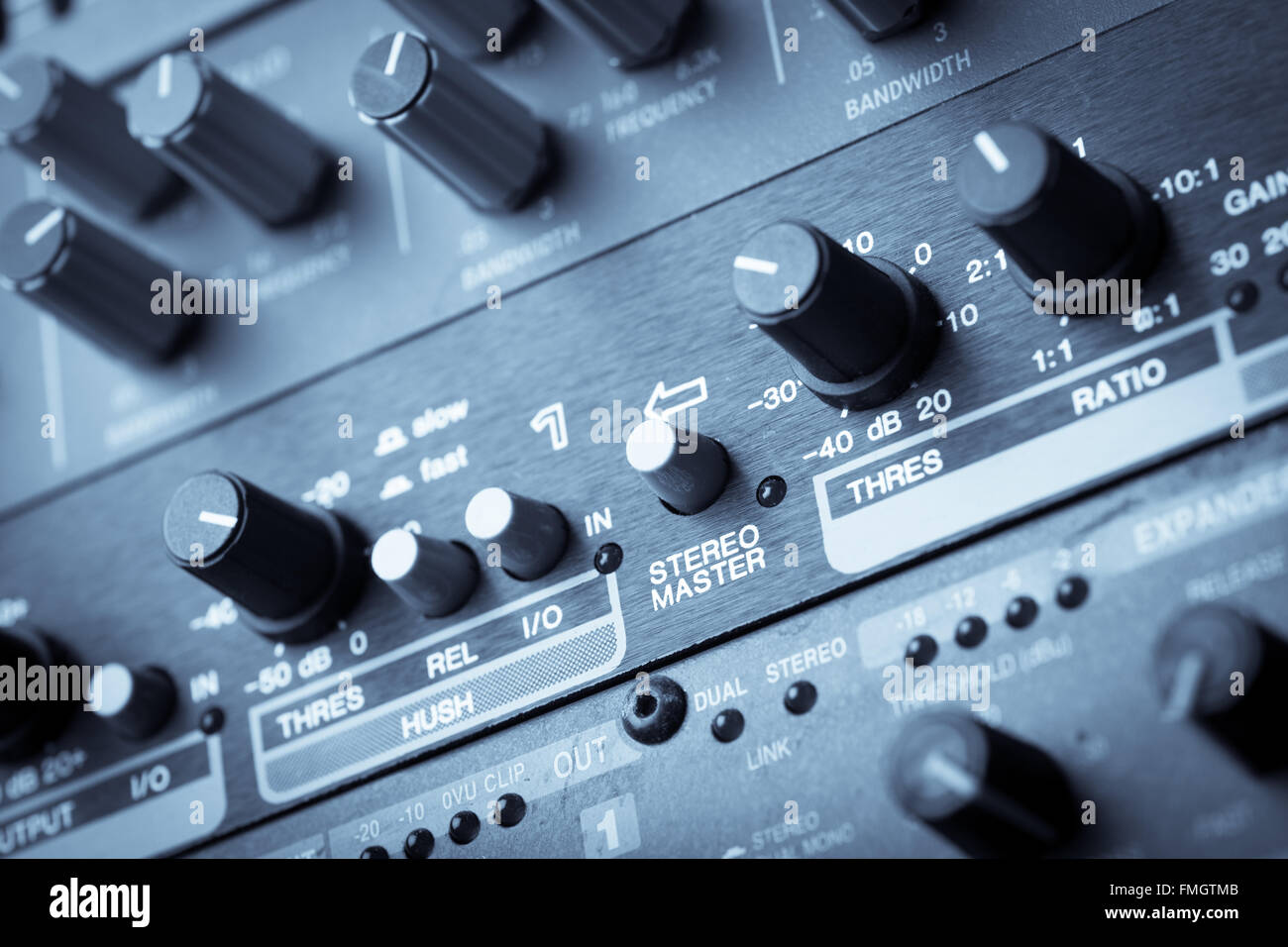 Color image of many buttons in a sound recording studio Stock Photo - Alamy
