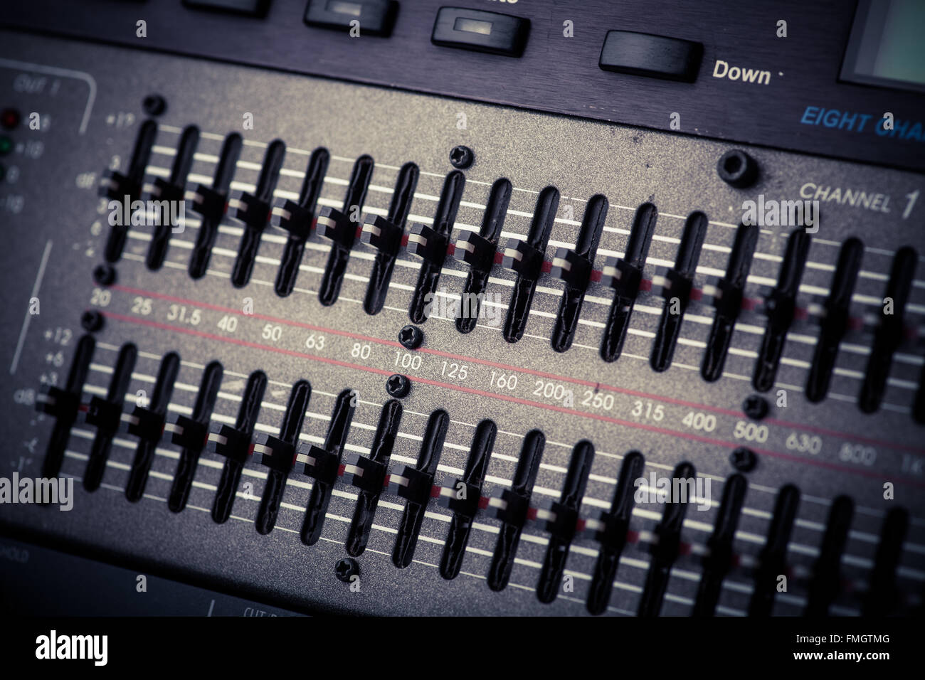 Color image of many buttons in a sound recording studio Stock Photo - Alamy