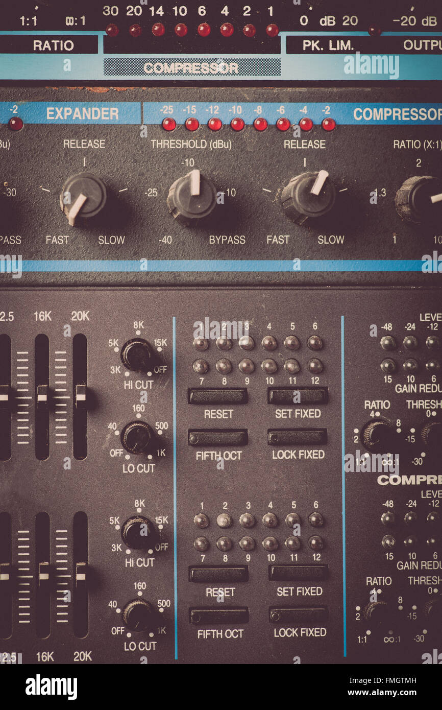 Color image of many buttons in a sound recording studio Stock Photo - Alamy