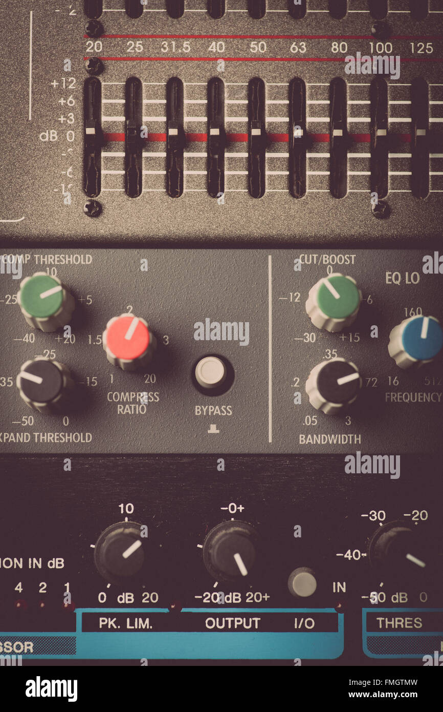 Color image of many buttons in a sound recording studio Stock Photo - Alamy