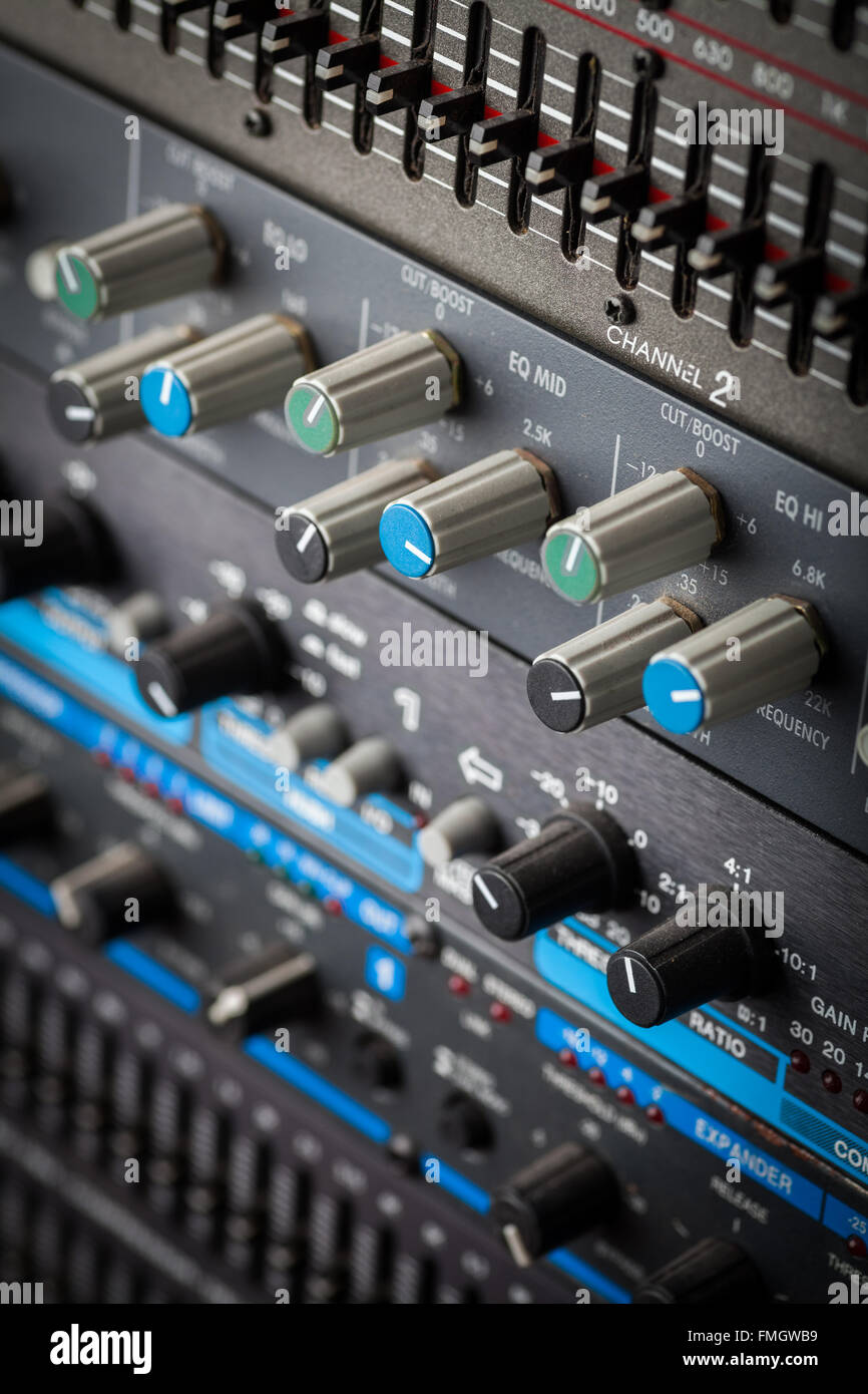 Color image of many buttons in a sound recording studio Stock Photo - Alamy