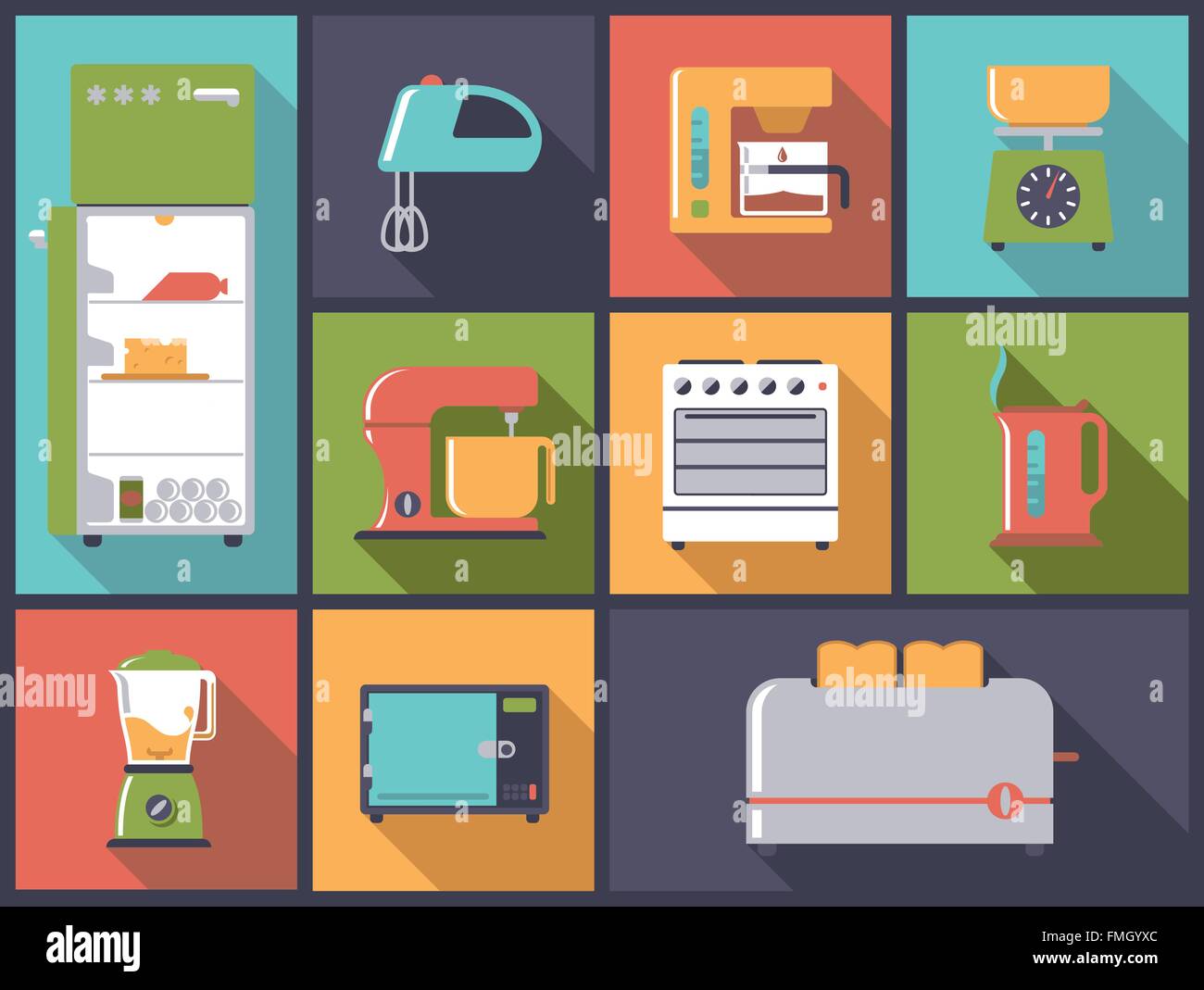 Flat design illustration with kitchen appliances Stock Vector Image ...
