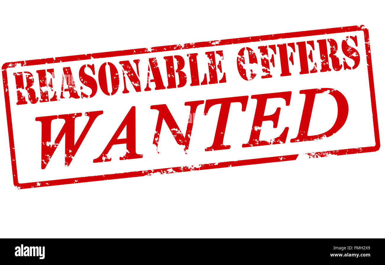 Rubber stamp with text reasonable offers wanted inside, vector ...