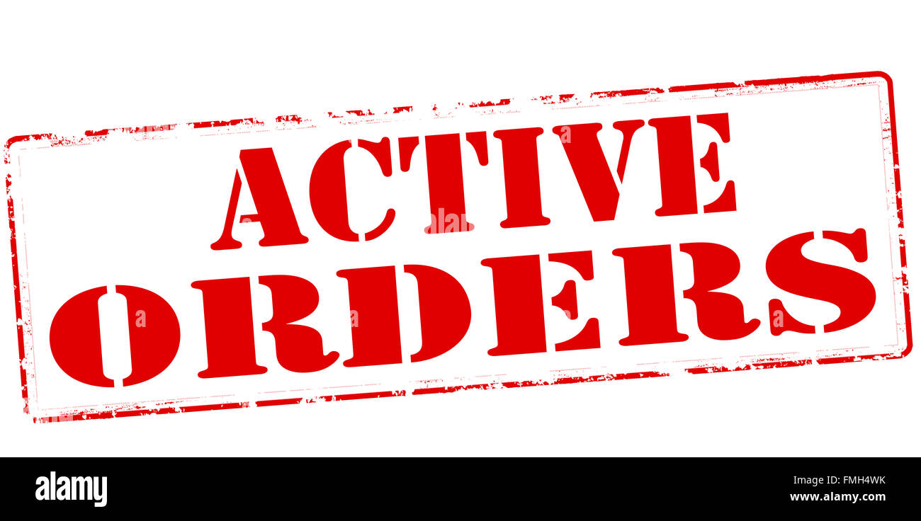 Rubber stamp with text active orders inside, vector illustration Stock Photo - Alamy