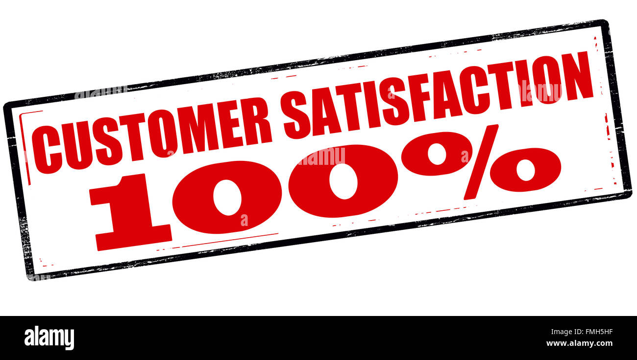 Rubber stamp with text customer satisfaction one hundred percent inside ...