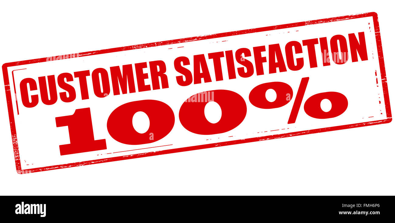 Rubber stamp with text customer satisfaction one hundred percent inside ...