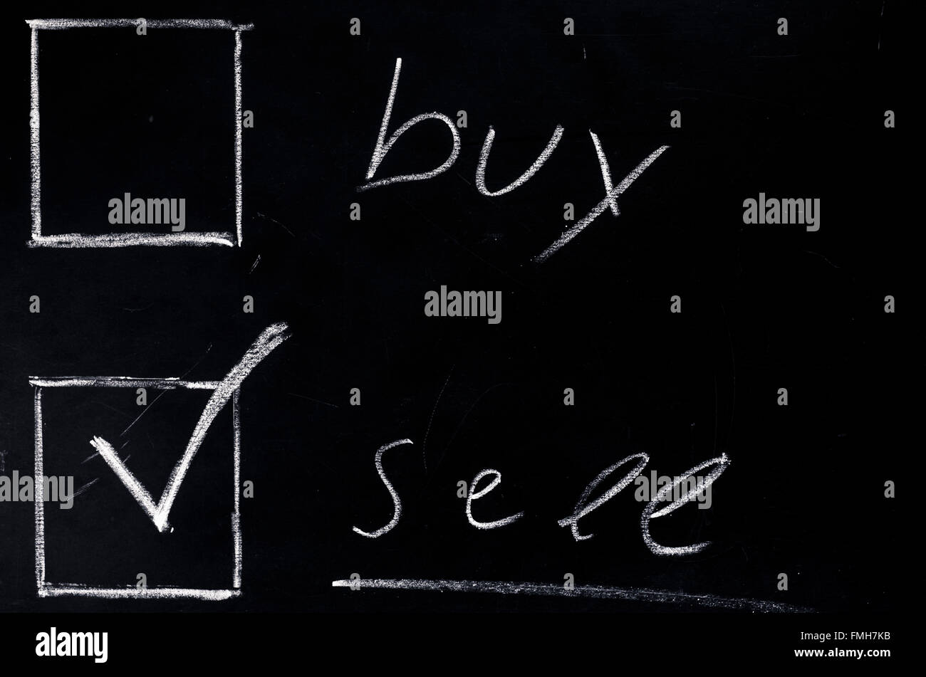 check boxes and text on a blackboard surface - black and white Stock ...