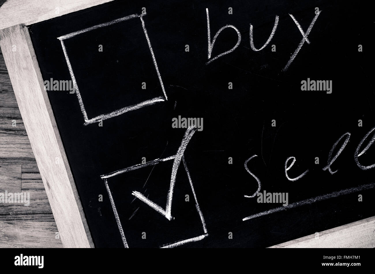 check boxes and text on a blackboard surface - black and white Stock ...