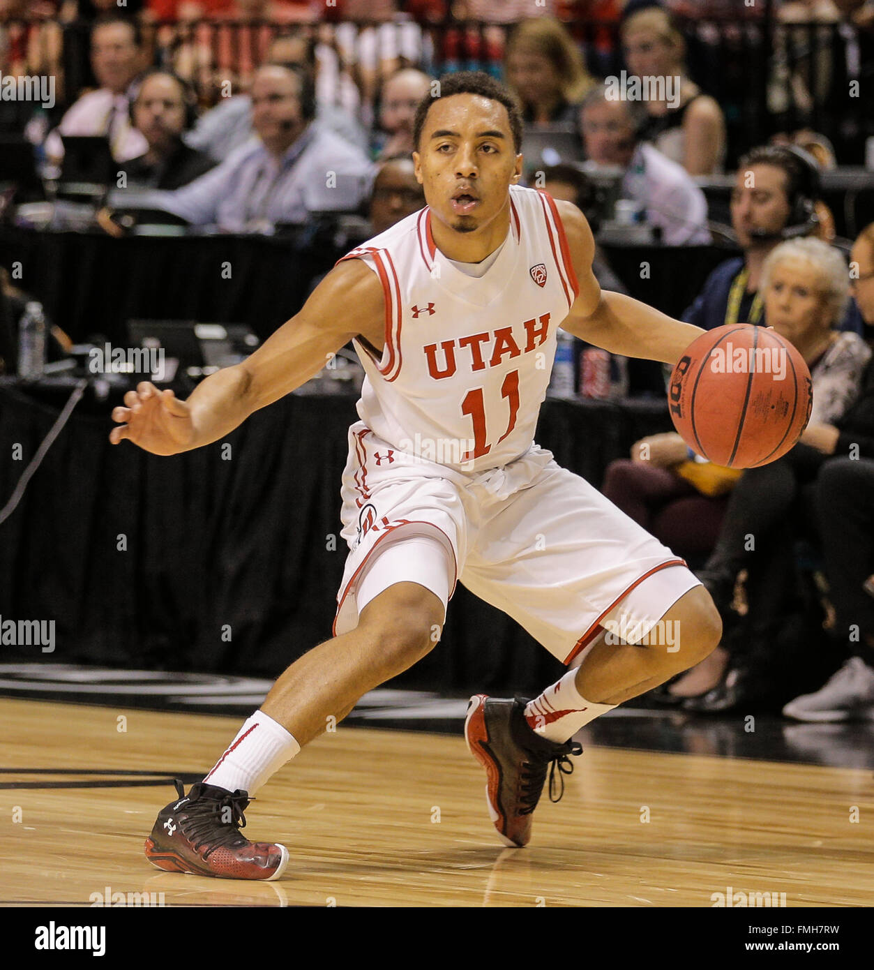 Las Vegas, NV, USA. 11th Mar, 2016. Utah G # 11 Brandon Taylor scored ...