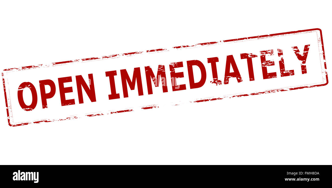 Rubber stamp with text open immediately inside, vector illustration ...