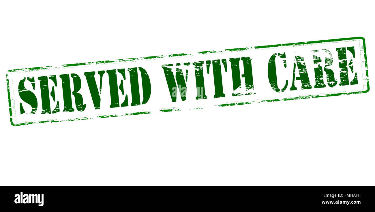 Rubber stamp with text served with care inside, vector illustration ...