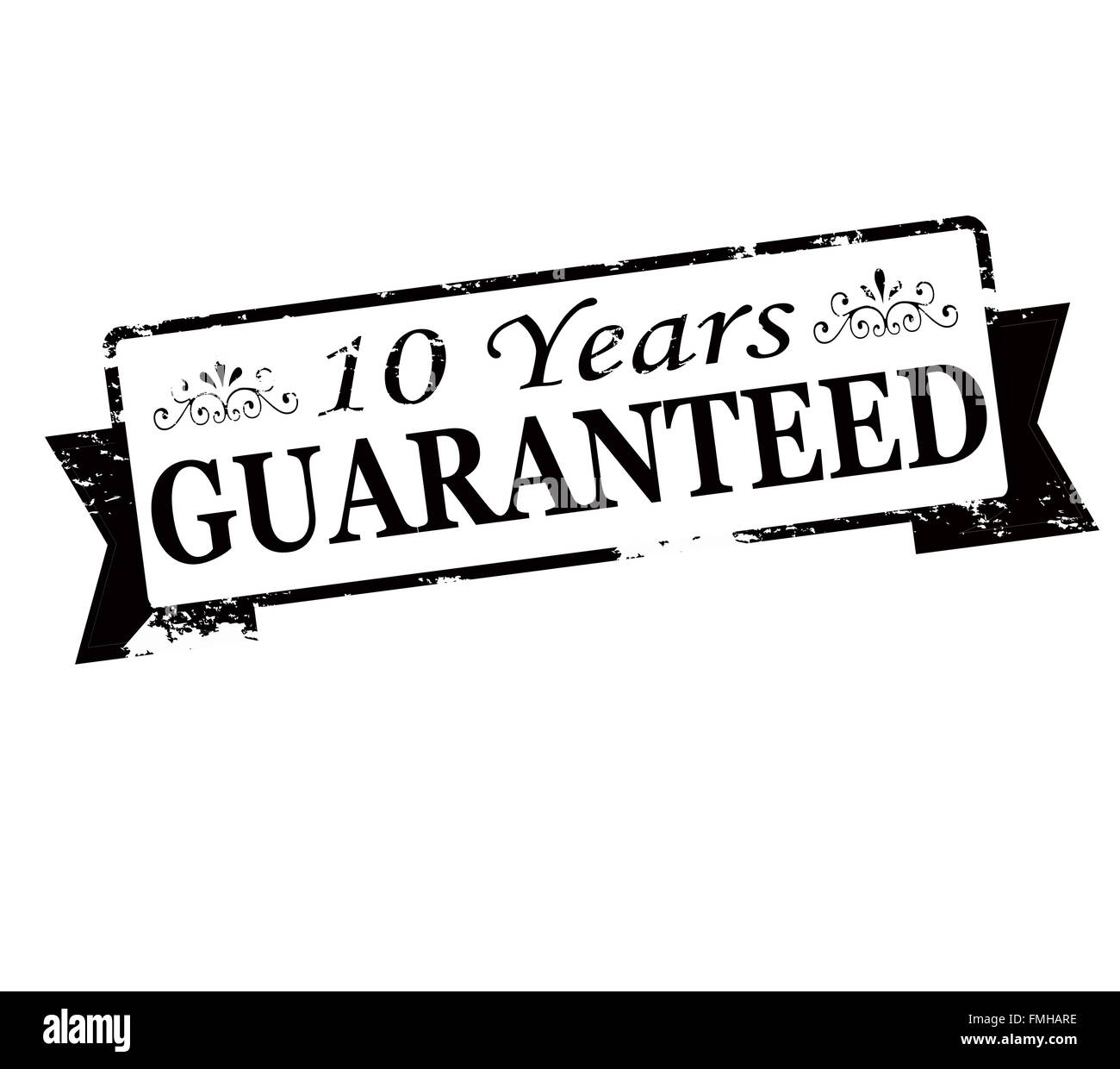 Rubber stamp with text ten years guaranteed inside, vector illustration ...