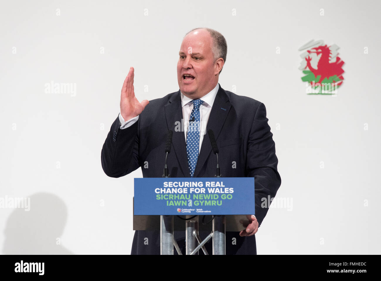 Andrew RT Davies leader of the Welsh Conservatives speaks during the ...
