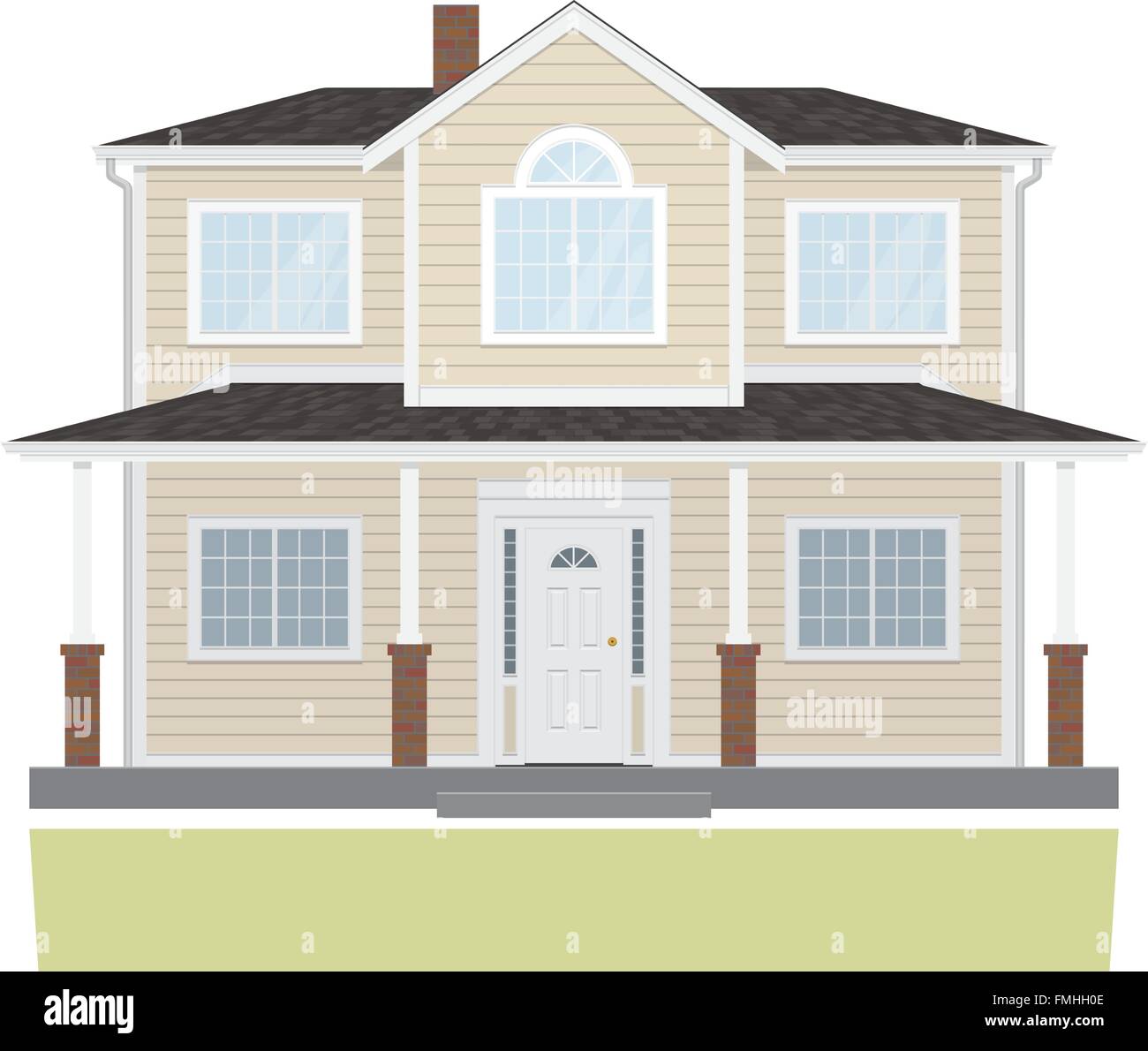 Illustration house design american Stock Vector Images - Alamy