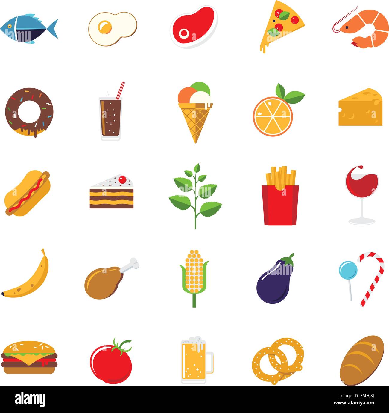 Flat design food and drink vector icons Stock Vector Image & Art - Alamy