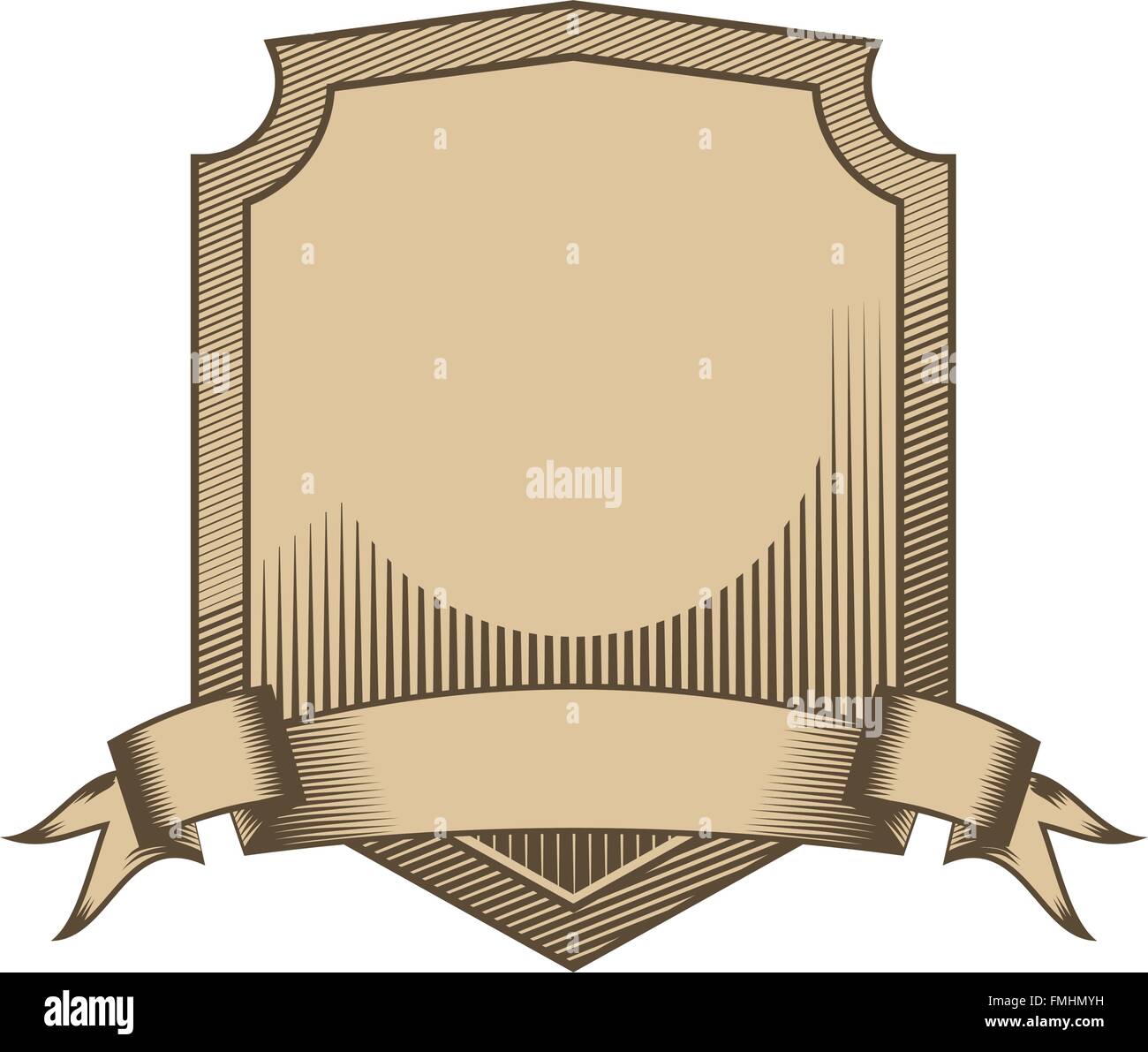 Shield with scroll, vintage engraved style in two colors, easily ...