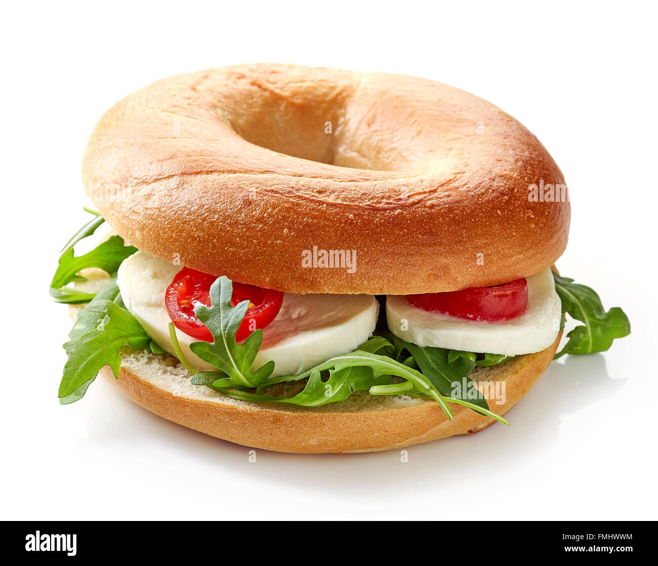 Fresh bagel sandwich isolated on white background Stock Photo - Alamy