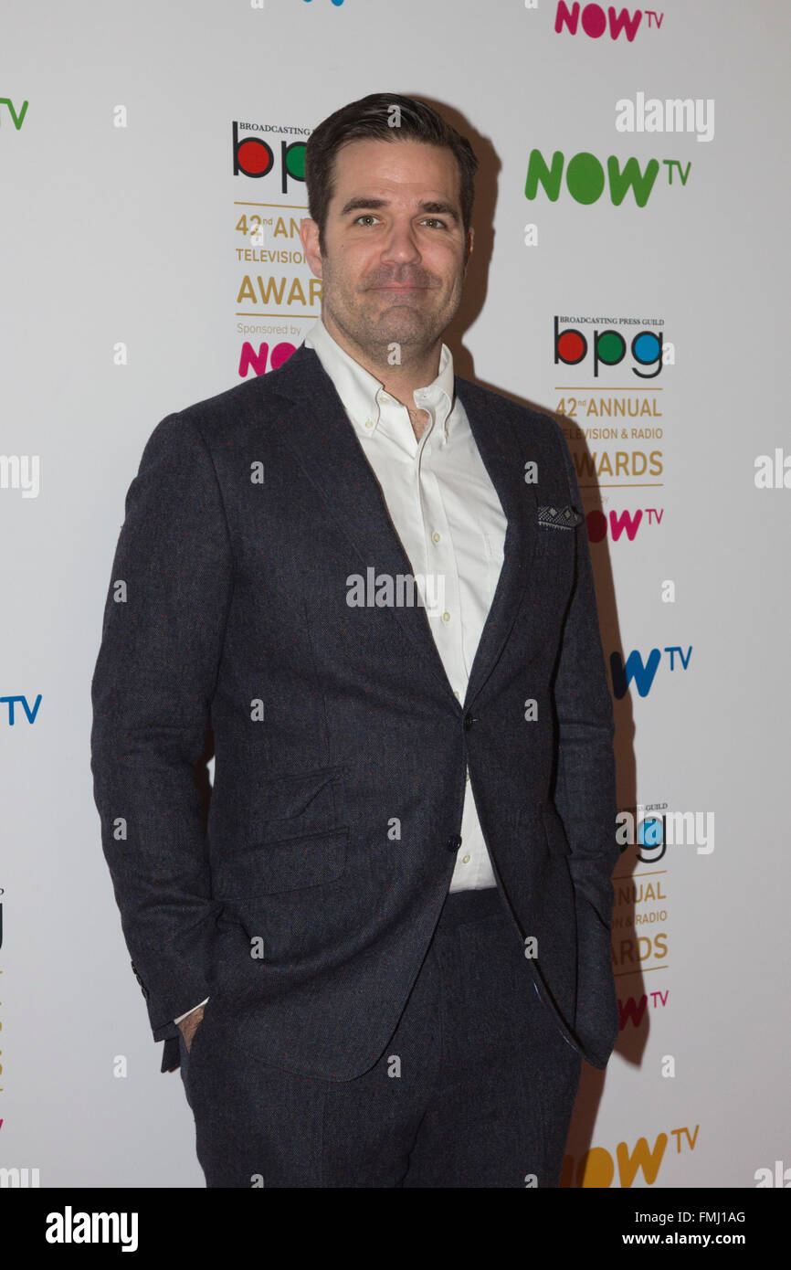 London, UK. 11 March 2016. Writer/actor Rob Delaney. Celebrities red ...
