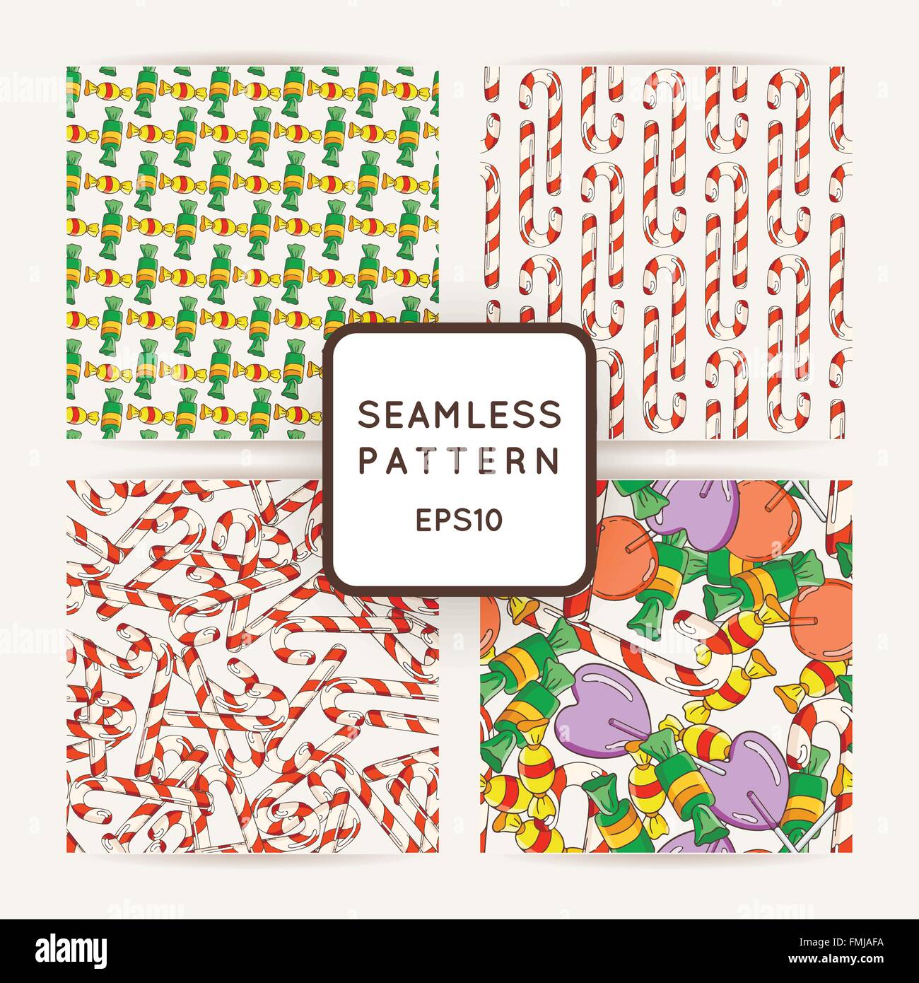 Set of Vector Candy and Lollipop Seamless Patterns Stock Vector Image ...