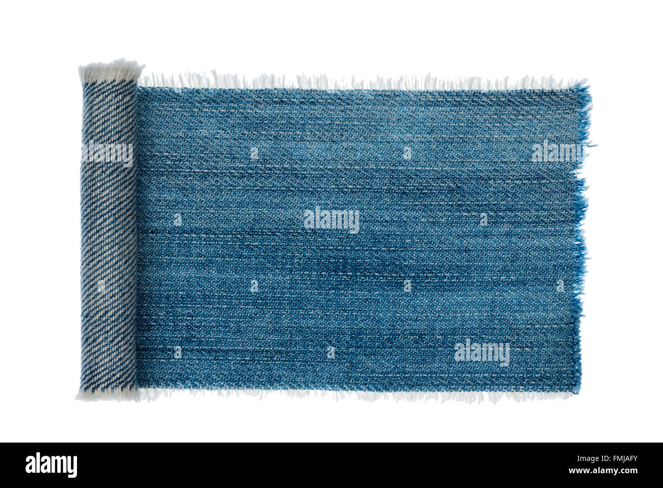 Denim frame folded in the form of manuscripts,scroll isolated on white ...