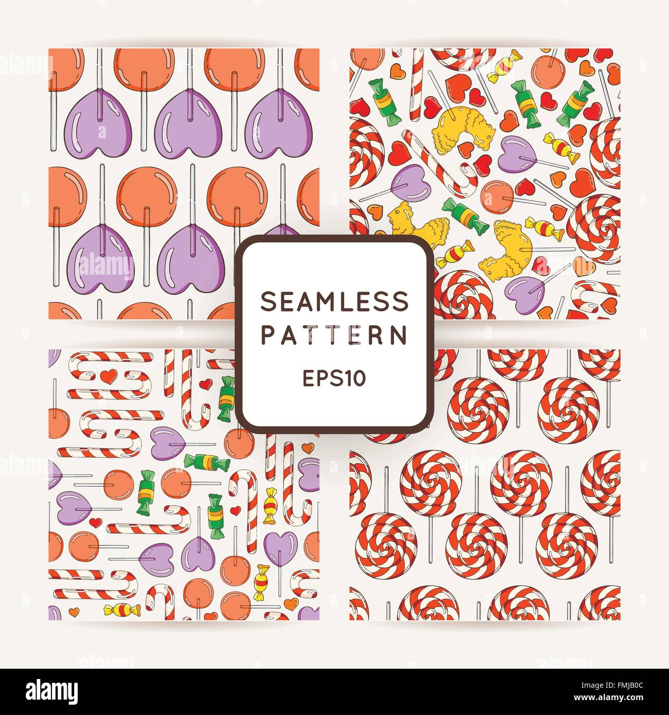 Set of Vector Candy and Lollipop Seamless Patterns Stock Vector Image ...