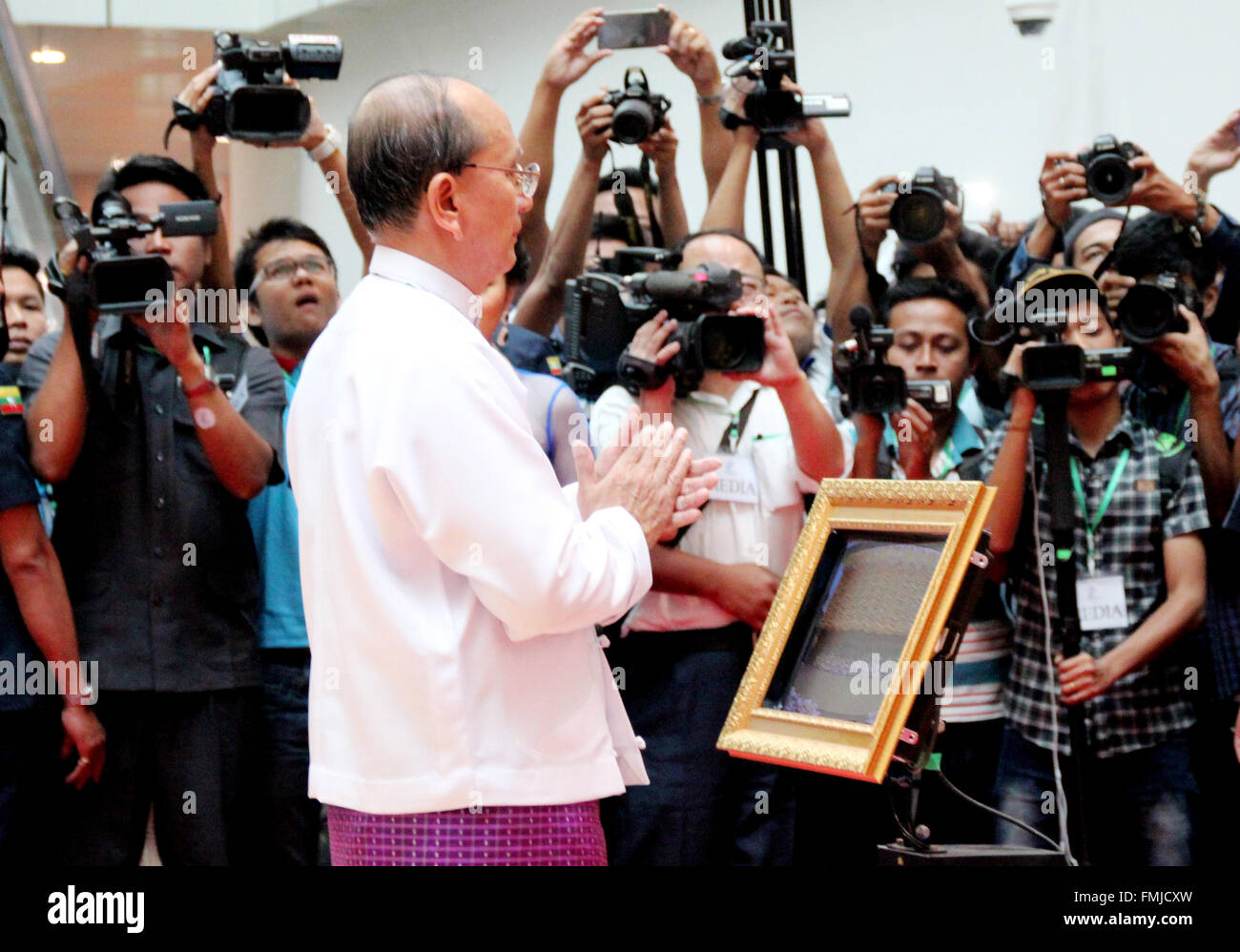 Yangon, Myanmar. 12th Mar, 2016. Myanmar President U Thein Sein attends ...