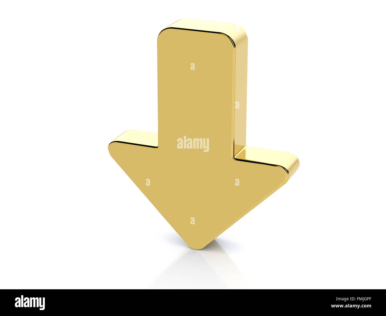 Golden arrow symbol on a white background Stock Photo - Alamy