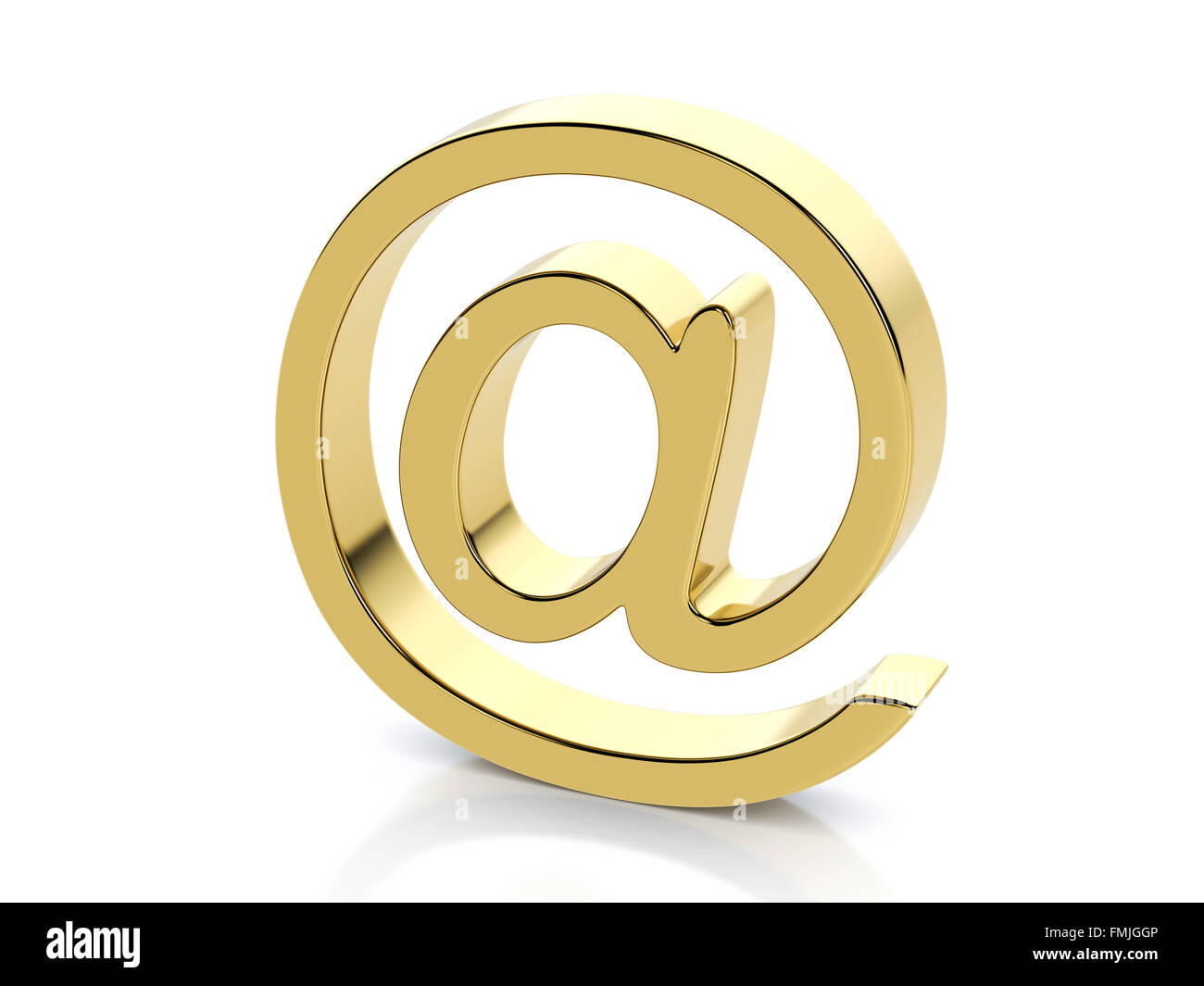 Golden email symbol on a white background Stock Photo - Alamy