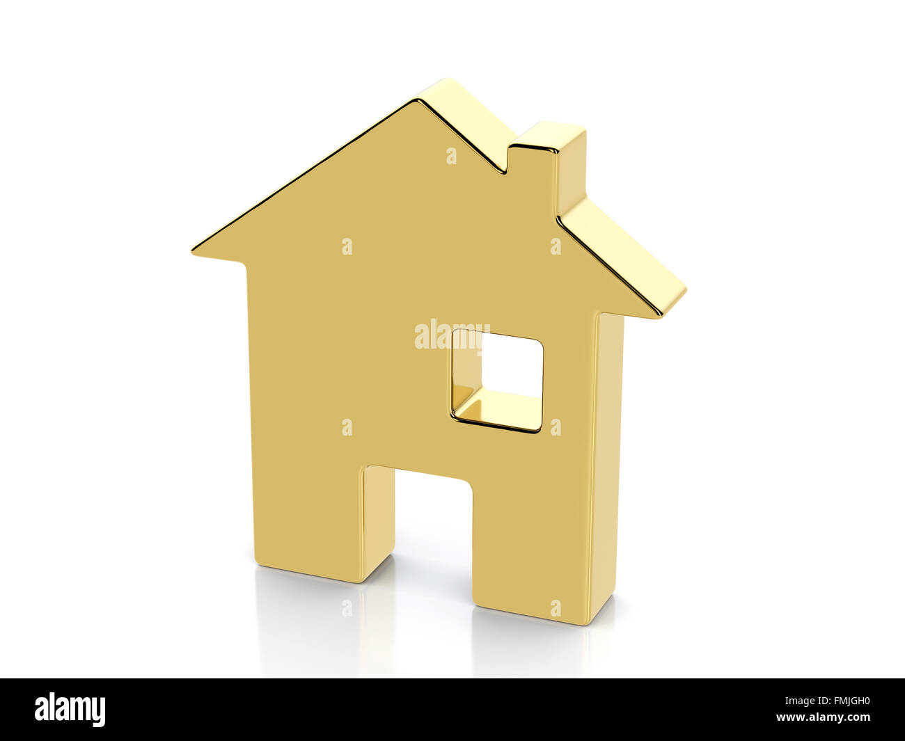 Golden house symbol on a white background Stock Photo - Alamy