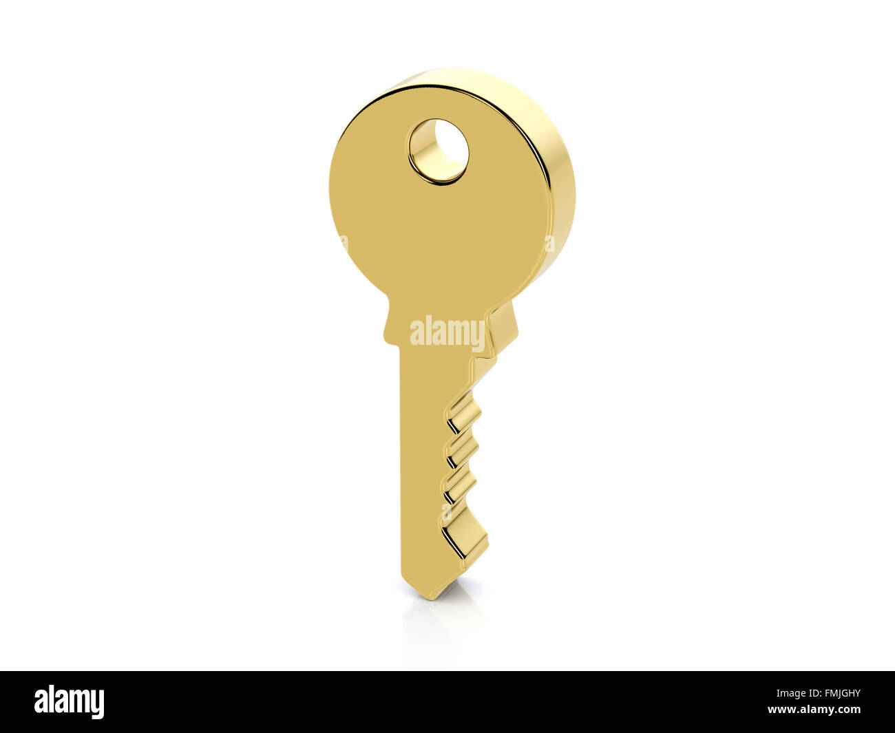 Golden key symbol on a white background Stock Photo - Alamy