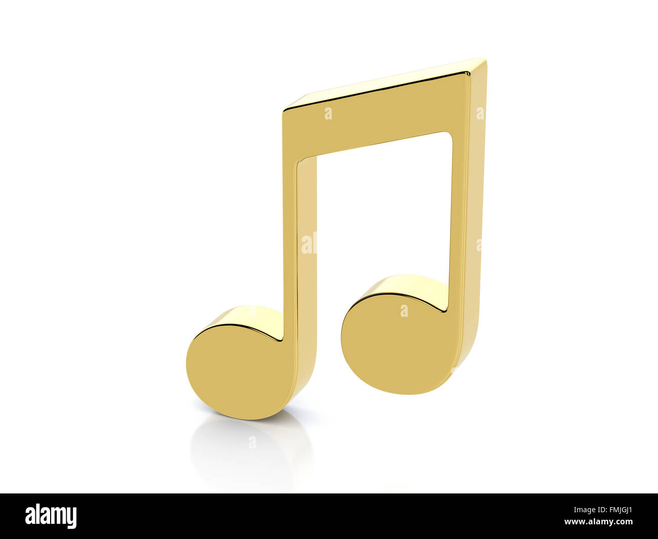 Golden music note symbol on a white background Stock Photo - Alamy