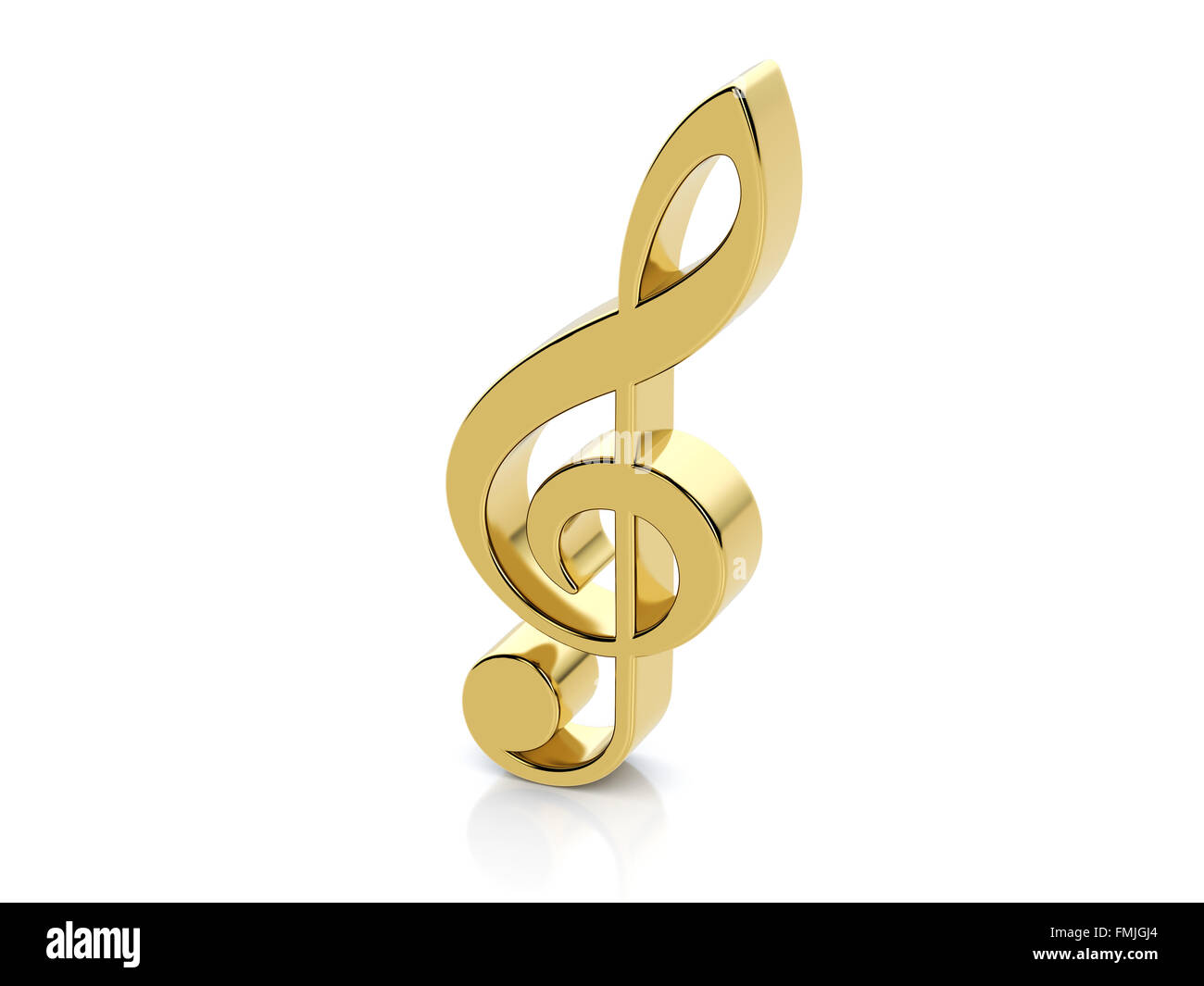 Golden music note symbol on a white background Stock Photo - Alamy