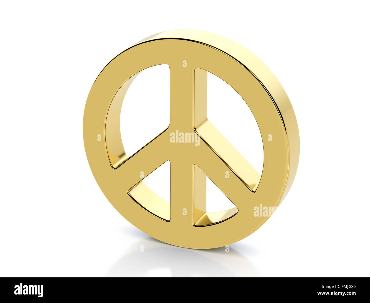 Golden peace symbol on a white background Stock Photo - Alamy