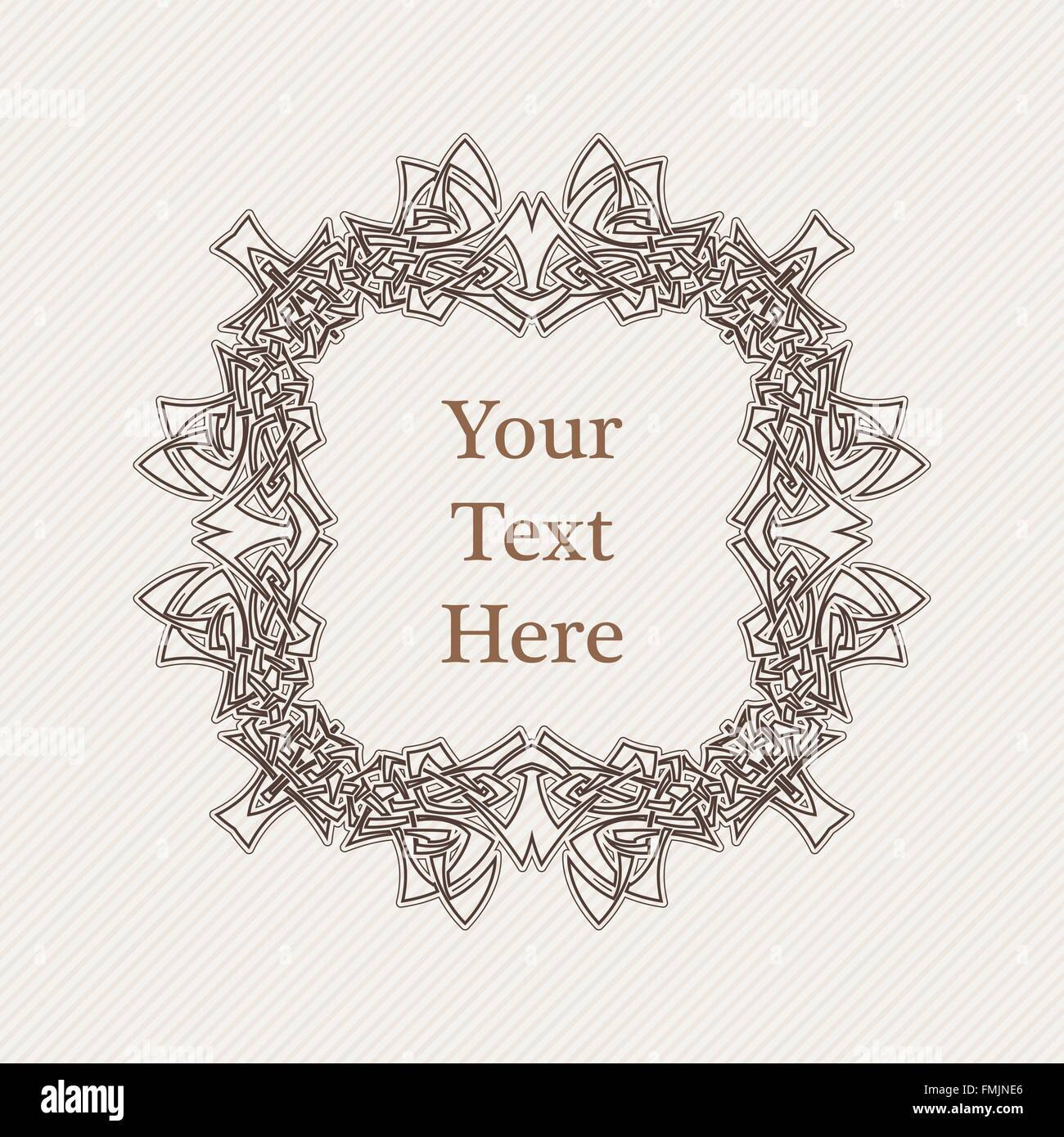 Vector ornate border. Gothic lace tattoo. Celtic weave with sharp ...