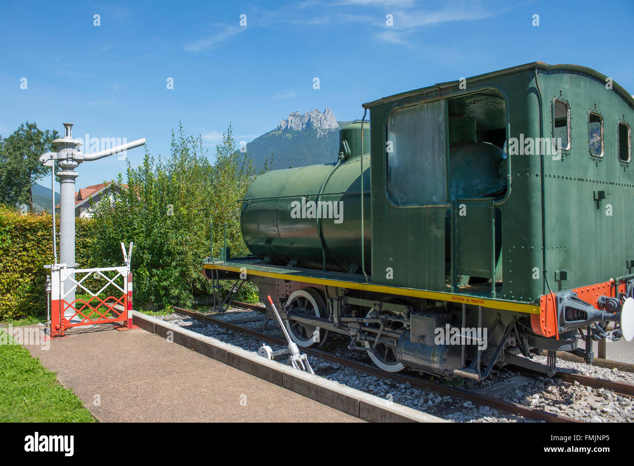 Old steam engine on track alongside cycle track between Annecy and ...