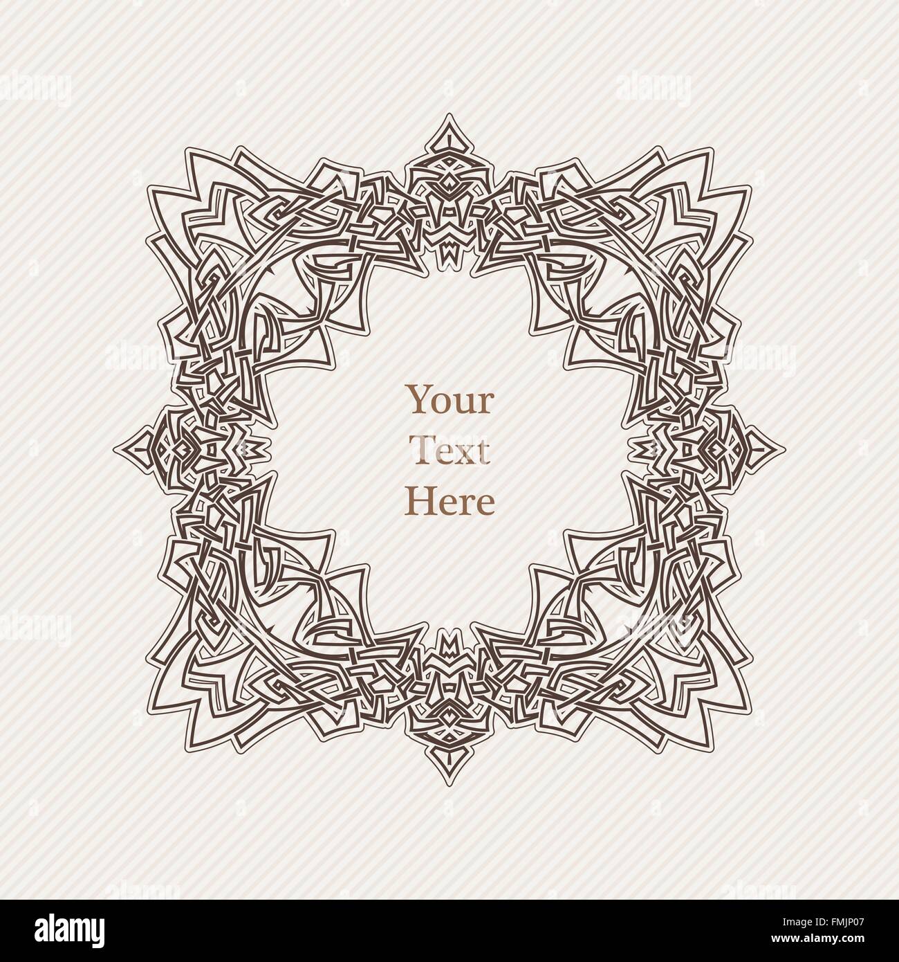 Vector ornate border. Gothic lace tattoo. Celtic weave with sharp ...