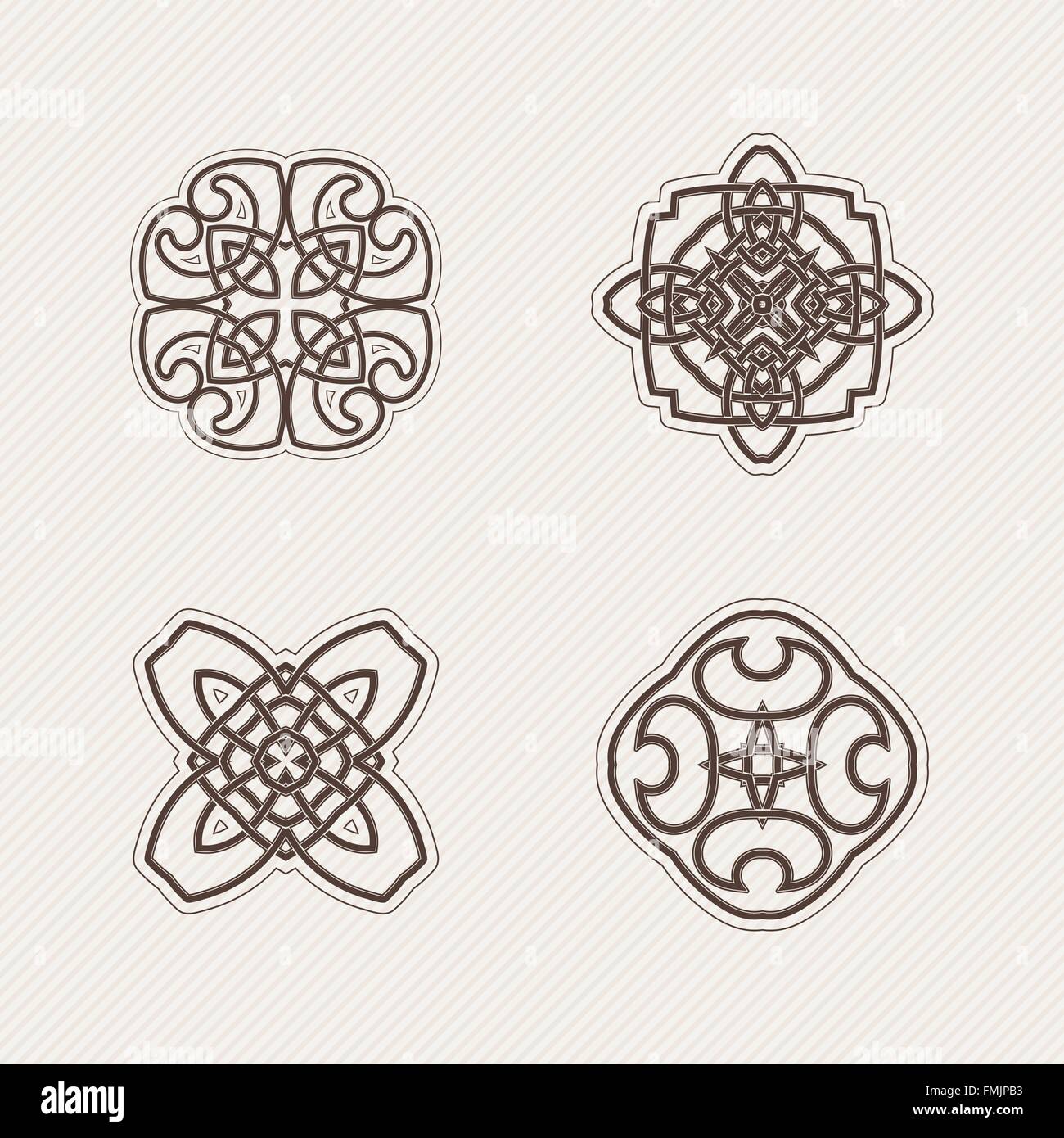 Set of vector mandala symbols. Gothic lace tattoo. Celtic weave with ...