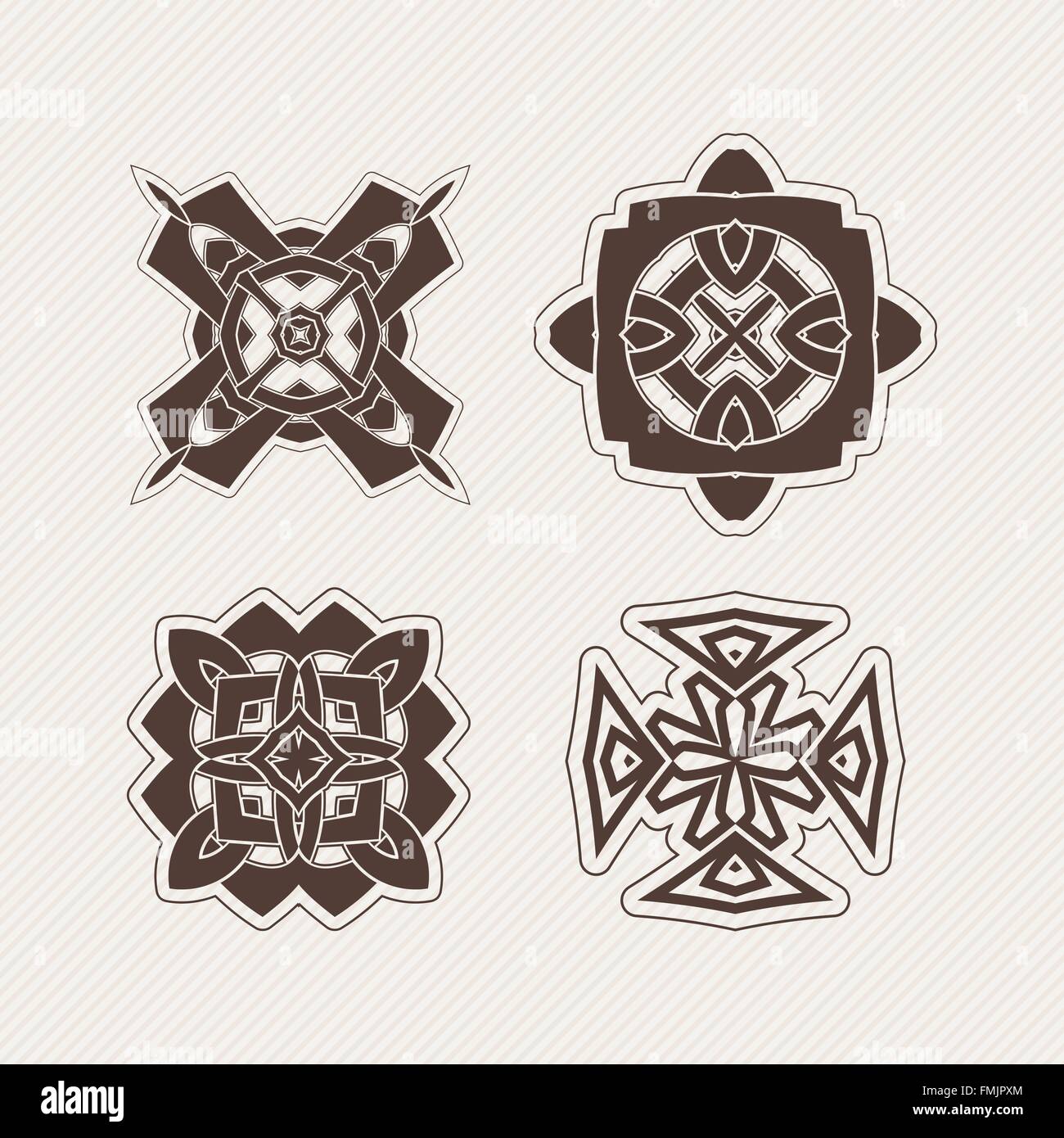 Set of vector mandala symbols. Gothic lace tattoo. Celtic weave with ...