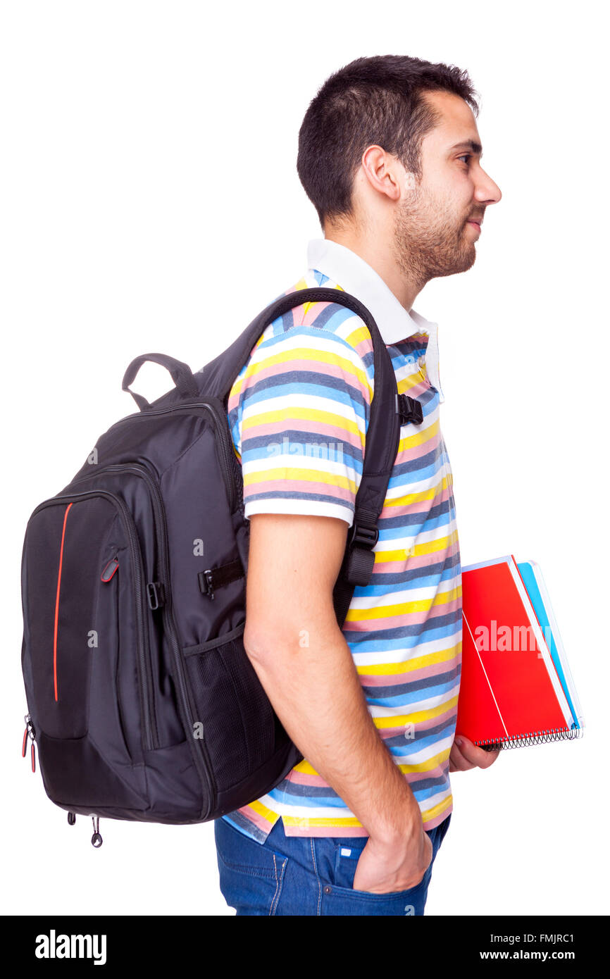 Profile view of a male student, isolated on white background Stock ...