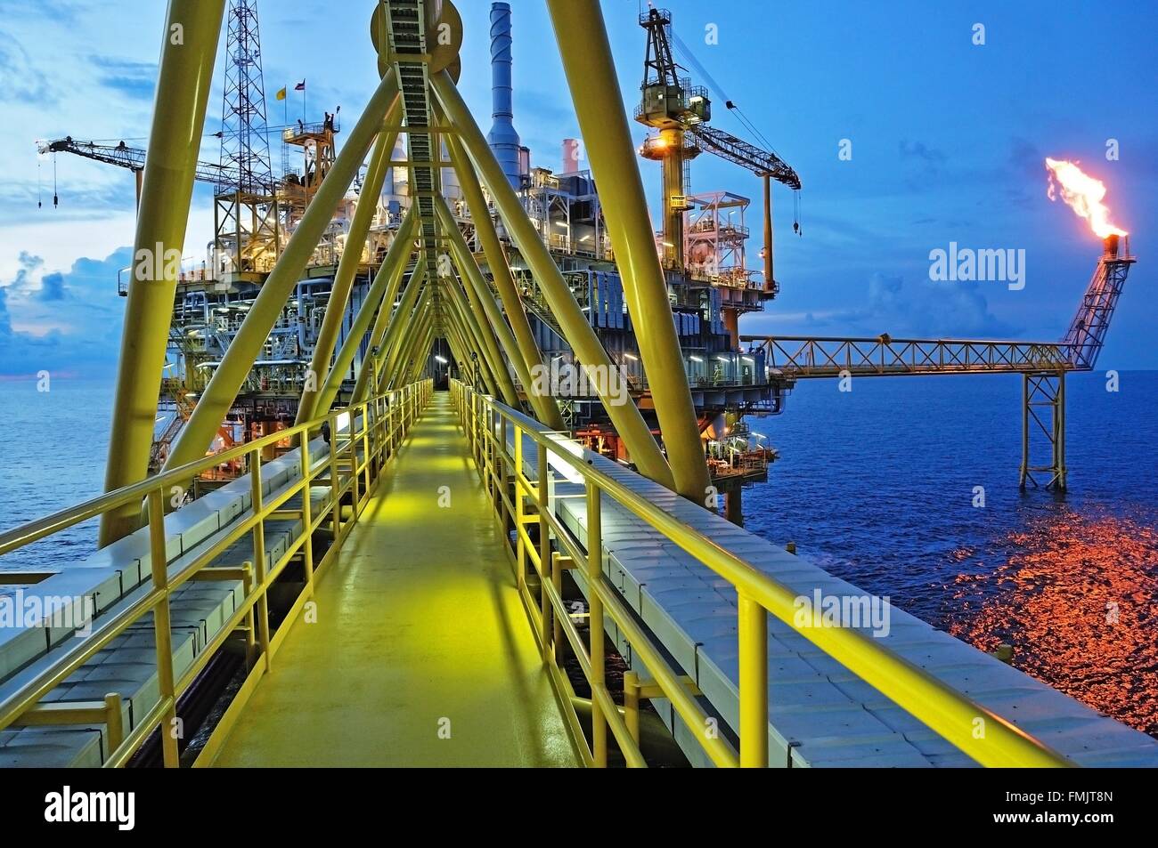 Offshore construction platform for production oil and gas Stock Photo ...
