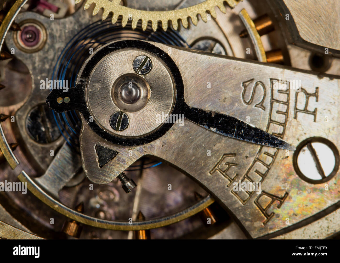 clockwork old mechanical pocket watch Stock Photo - Alamy