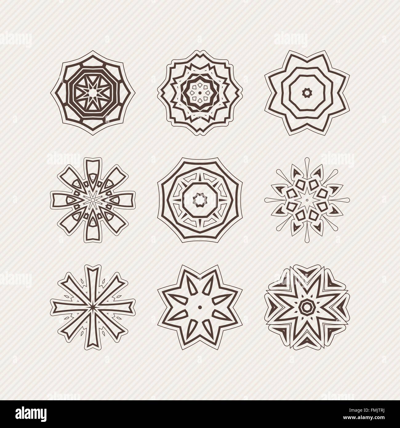 Set of ornate vector mandala symbols. Gothic lace tattoo. Celtic weave ...