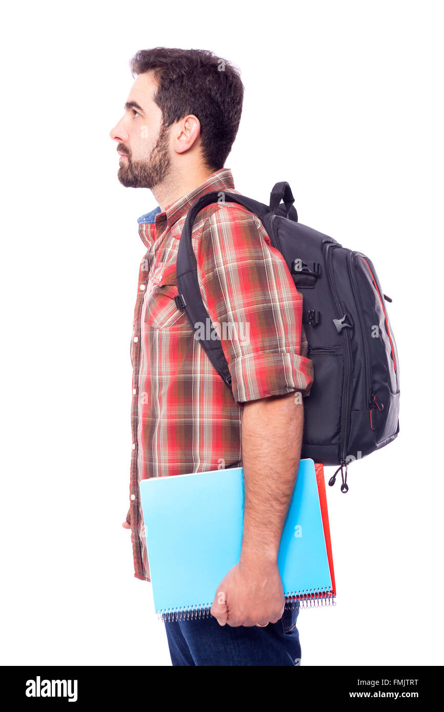 Side view of a male student, isolated on white background Stock Photo ...
