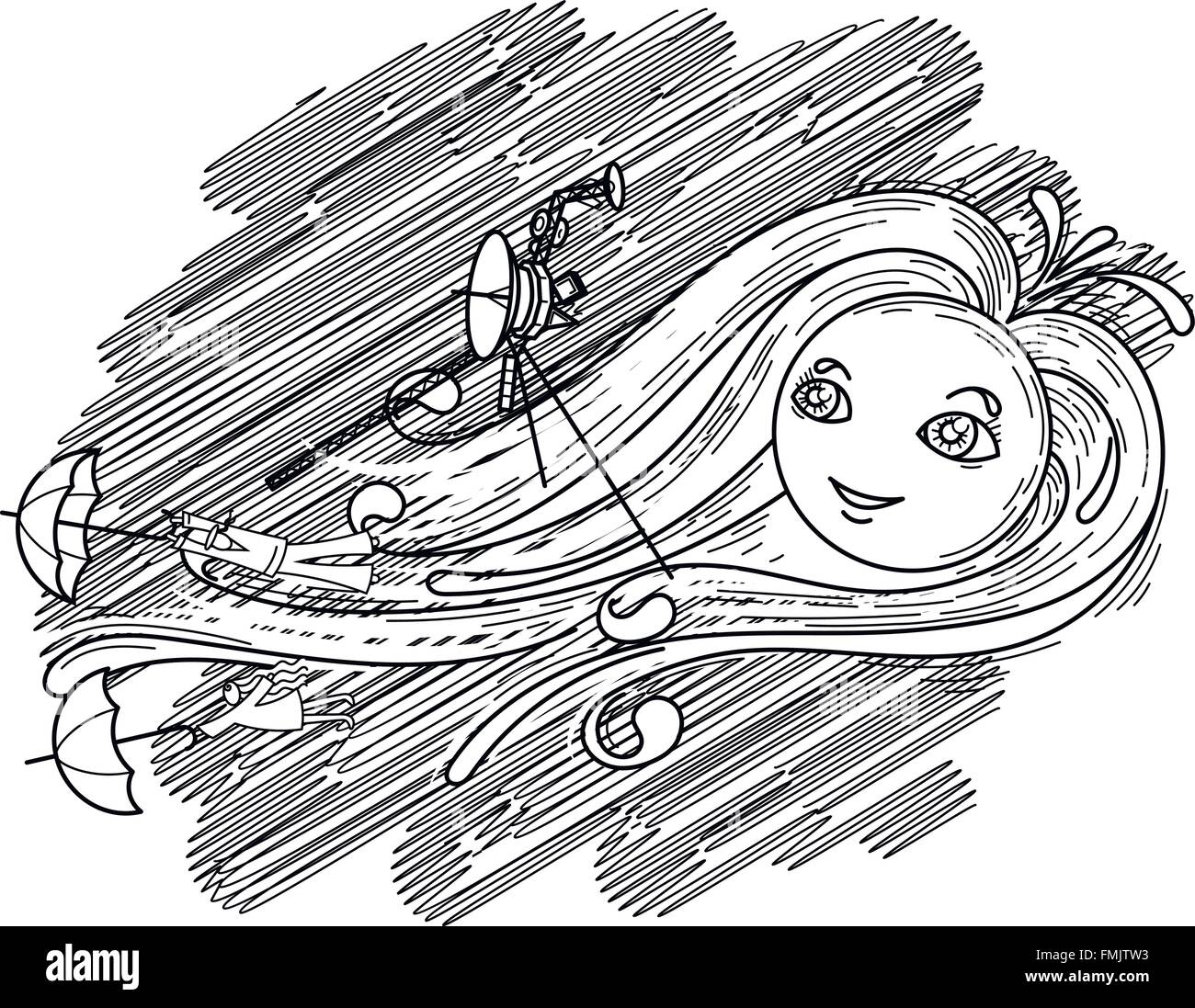 Fantastic vector illustration with the solar wind Stock Vector Image ...