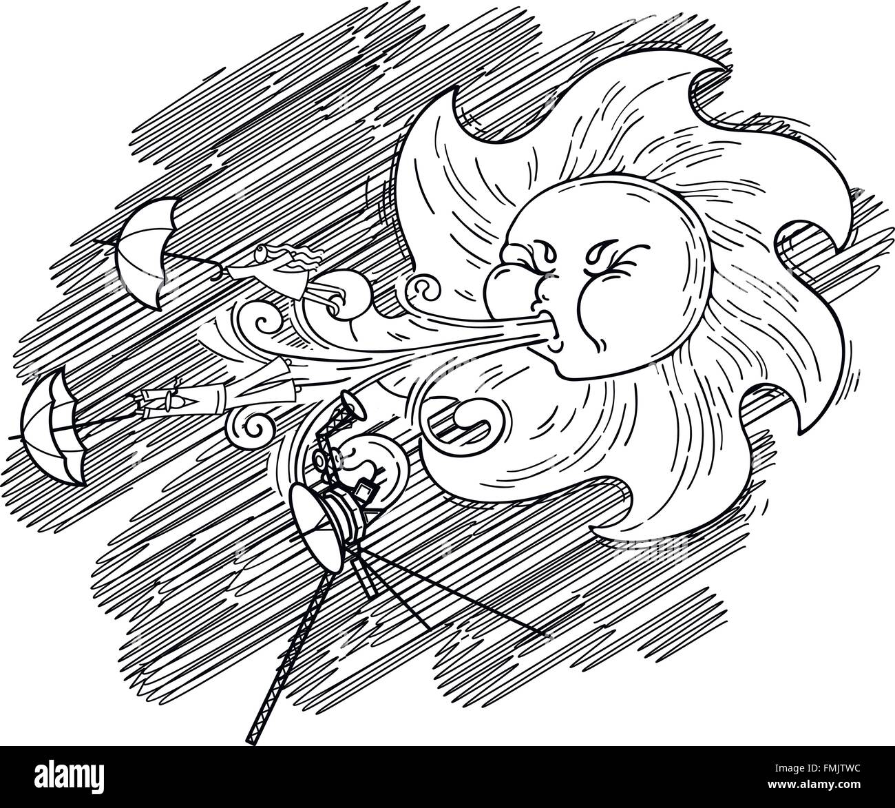 Fantastic vector illustration with the solar wind Stock Vector Image ...