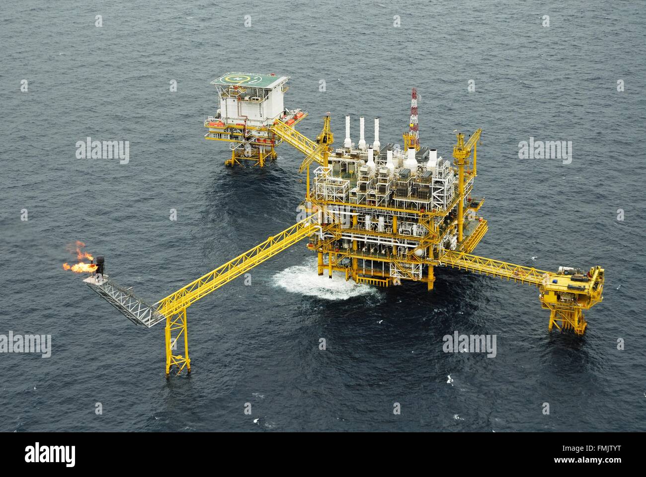 Offshore construction platform for production oil and gas Stock Photo ...