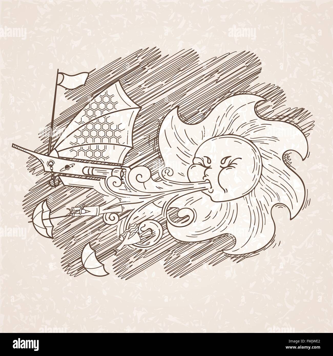 Fantastic vector illustration with the solar wind Stock Vector Image ...