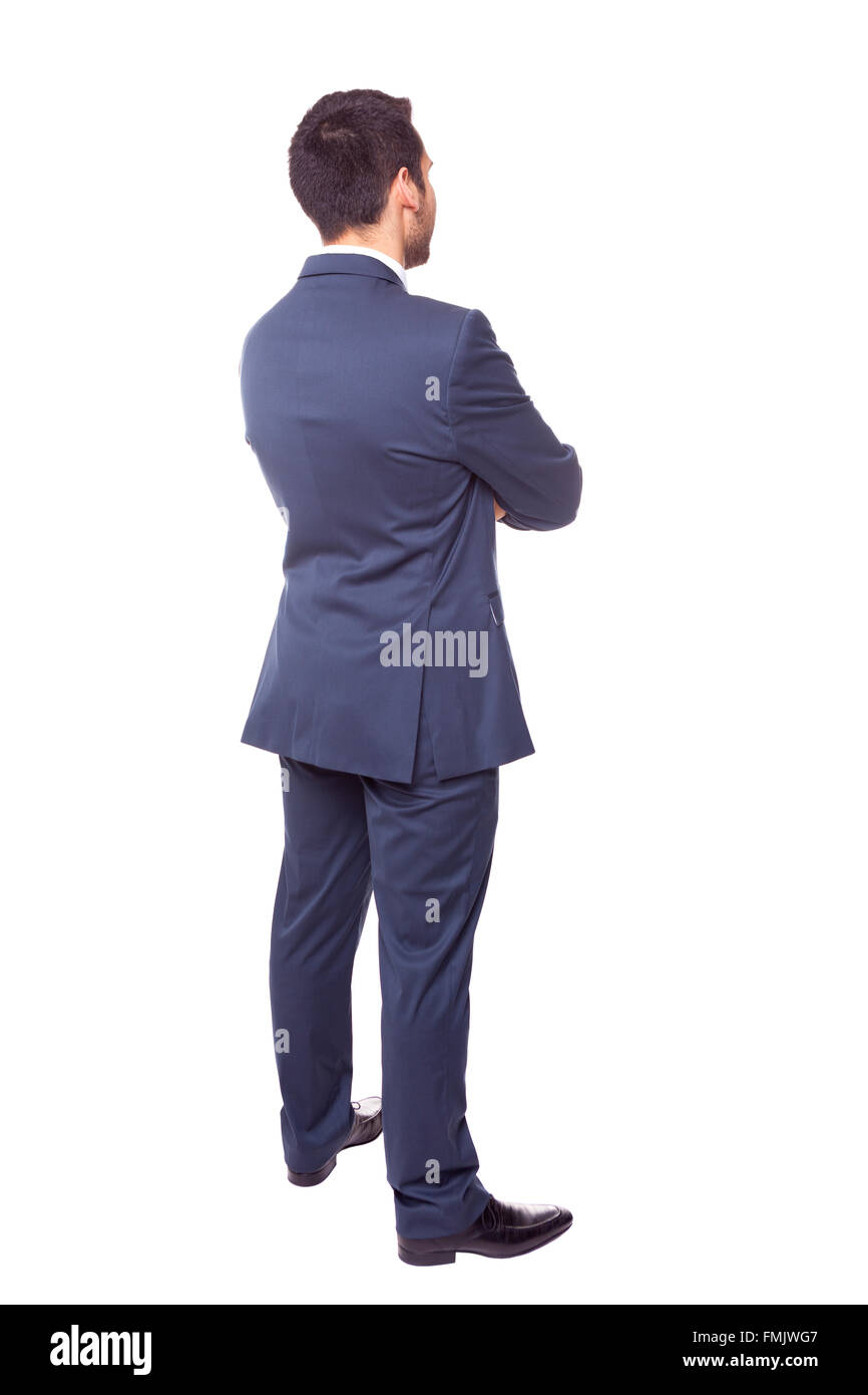 Business man from the back, isolated on white background Stock Photo ...