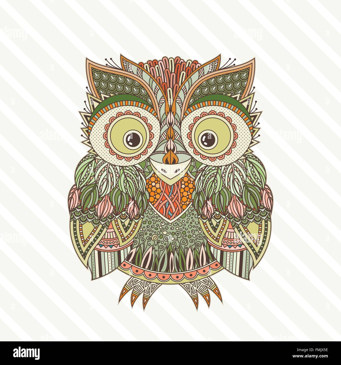 Vector zentangle owl illustration. Ornate patterned bird Stock Vector ...