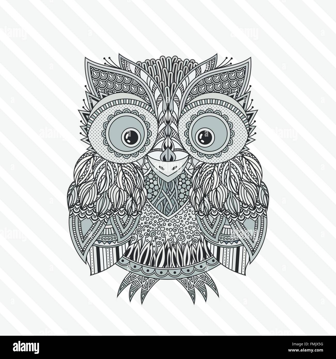 Zentangle Owls Zentangle Owl: 12x9 In Owl Art Bird Art Zentangle Bird